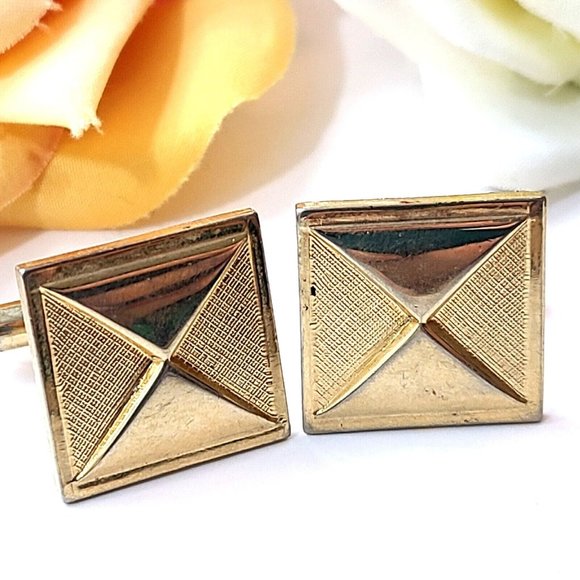 Unbranded | Accessories | Vintage Mens Pyramid Brushed Metal Cufflinks ...